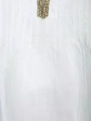 120% Lino Embellished Pintuck Detail Top