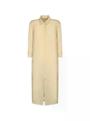 120% Lino Midi Shirt Dress - Neutrals