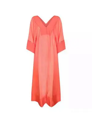 120% Lino Panelled Midi Dress - Pink