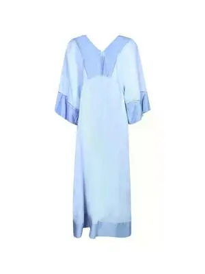 120% Lino Panelled Midi Dress With Faggoting Trim