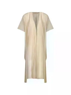 BLANCA VITA Open-front Short-sleeve Poncho - Neutrals