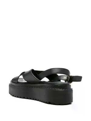 Prada Calf Leather Platform Crossover Strap Sandals