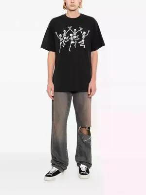 MELT Skeleton-print Crew Neck T-shirt - Black