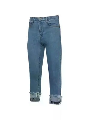 Facetasm Cropped Jeans With Print Detail