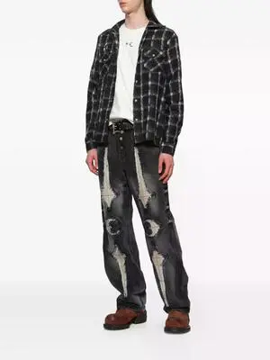 THUG CLUB Patterned Button-up Shirt