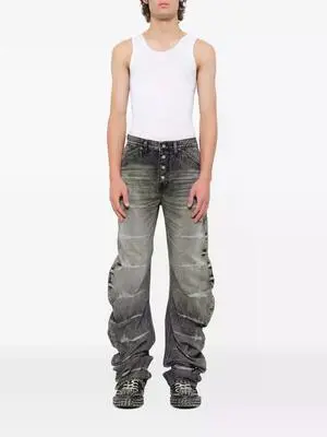 THUG CLUB Laser Washed Parkour Long Jeans
