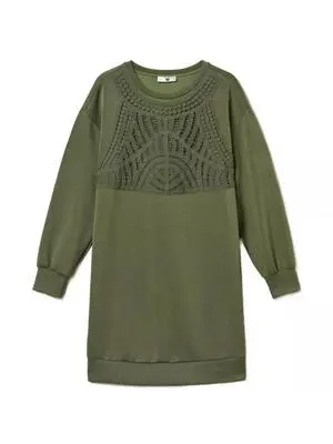 TWINSET Short Scuba Dress With Crochet Detail - Green