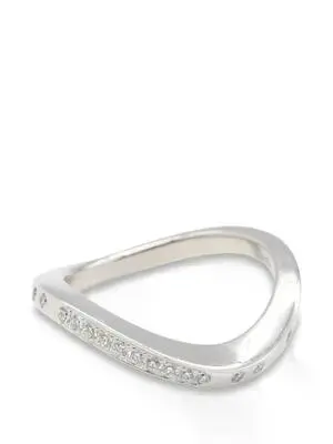Cartier 18k White Gold Diamond Logo Engraved Ring
