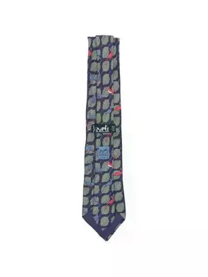 Hermès Silk Bird Print Neck Tie