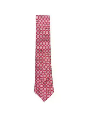 Hermès Silk Geometric Print Tie - Red