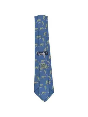 Hermès Elephant Print Silk Tie