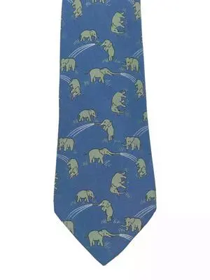 Hermès Elephant Print Silk Tie