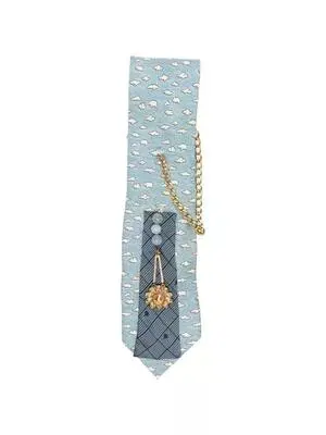 A.N.G.E.L.O. VINTAGE CULT X Stefania Bertoni Customised Hermés Tie - Blue