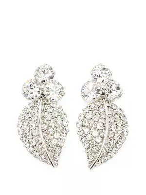 JENNIFER BEHR Crystal-embellished Leaf Earrings - Silver