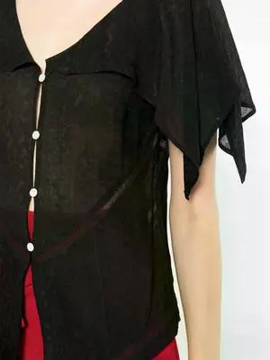 FETICO Ruffled-sleeve Button-up Blouse