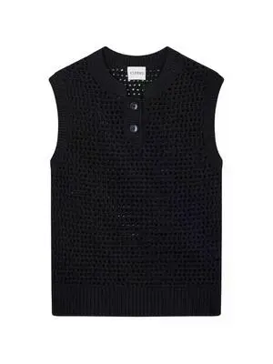 Closed Crochet-knit Button-up Vest