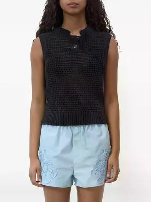 Closed Crochet-knit Button-up Vest