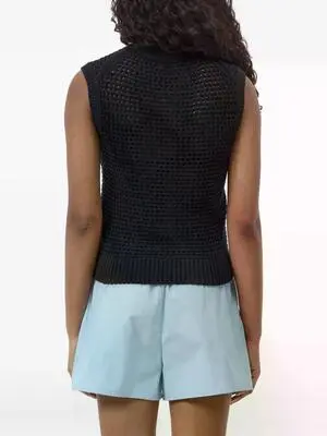 Closed Crochet-knit Button-up Vest
