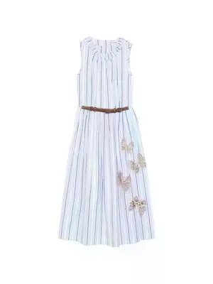 Dice Kayek Butterfly Embroidered Stripe Dress