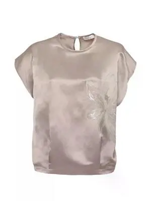 PANICALE Sequin-embellished Floral Motif Blouse