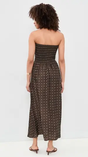 LITTLE LIES Polka Dot Ruched Maxi Dress