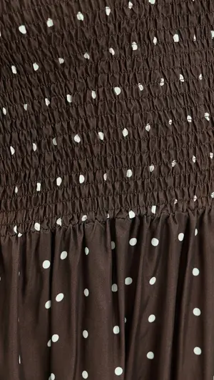 LITTLE LIES Polka Dot Ruched Maxi Dress