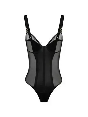 Elisabetta Franchi Bodysuit With Tulle And Satin Inserts