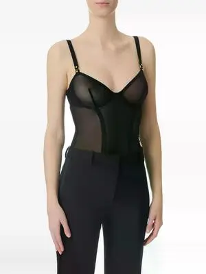 Elisabetta Franchi Bodysuit With Tulle And Satin Inserts