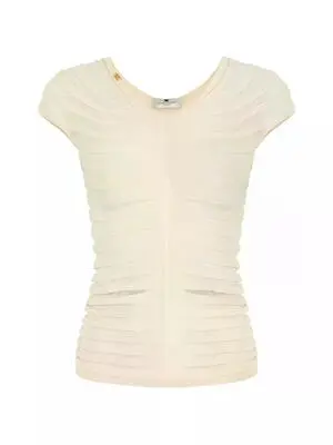 Elisabetta Franchi Embossed Fan-pattern Top - Neutrals