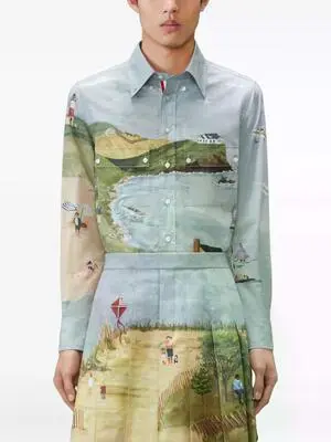 Thom Browne Poplin Nantucket Scenic Utility Shirt - Blue