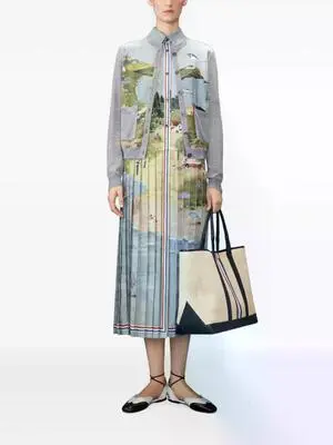 Thom Browne Nantucket Scenic Print Midi Shirt Dress - Blue