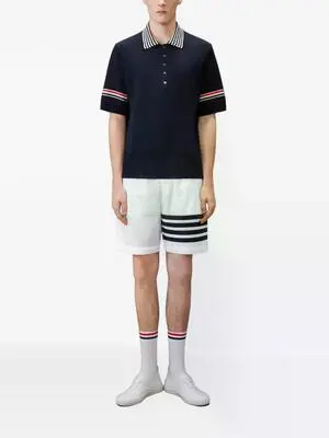 Thom Browne Sailboat Rugby Polo Shirt With Rwb Armbands - Blue