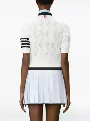 Thom Browne Argyle Pointelle Cardigan - White