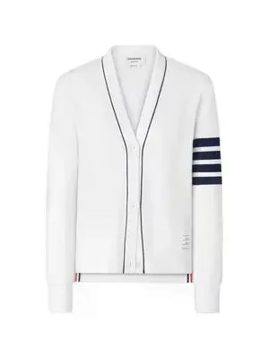 Thom Browne Loopback Piping 4-bar Cardigan - White
