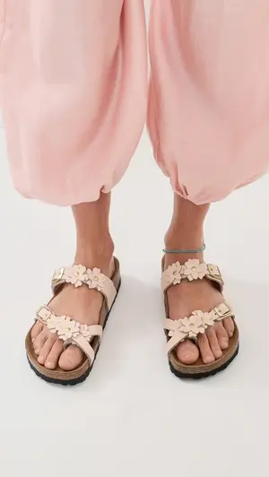 BIRKENSTOCK Mayari Floral Embellished Leather Sandals