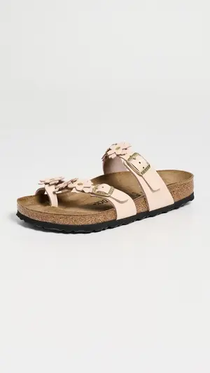 BIRKENSTOCK Mayari Floral Embellished Leather Sandals