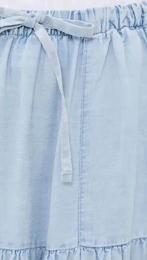 Splendid Tiered Maxi Skirt With Drawstring Waist - Bleached Indigo