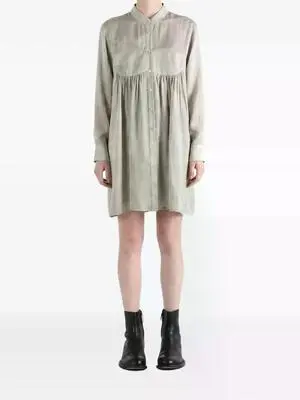 UMA WANG Gathered Long-sleeve Mini Dress - Grey