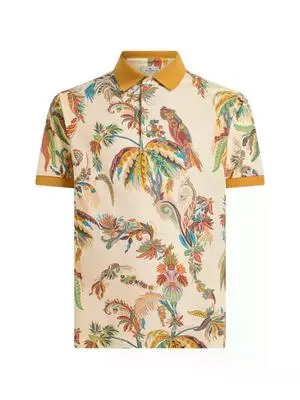 Etro Parrot And Palm-tree Motif Polo Shirt - Yellow