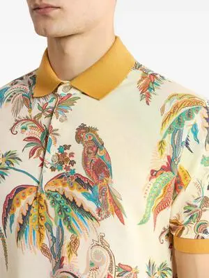 Etro Parrot And Palm-tree Motif Polo Shirt
