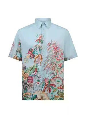 Etro Floral-print Short-sleeved Shirt - Blue