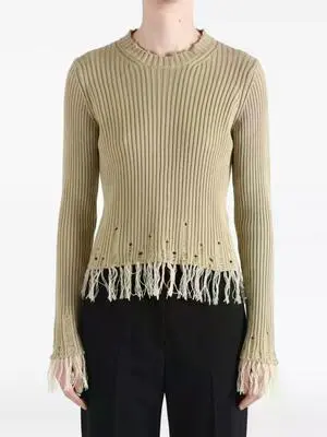 UMA WANG Distressed-effect Fringed Sweater