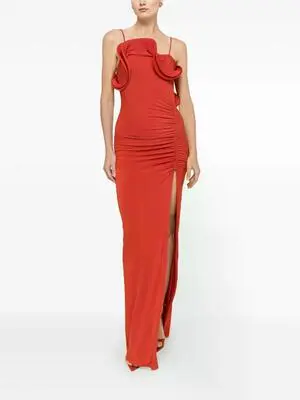 NISSA Backless Maxi Dress With Ruffled Detail