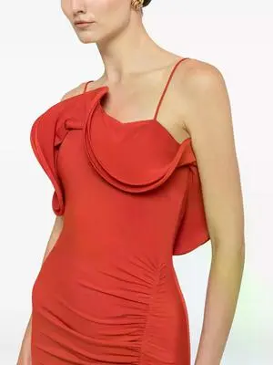 NISSA Backless Maxi Dress With Ruffled Detail