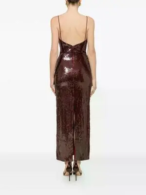 NISSA Crystal-detail Sequin Maxi Dress