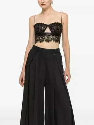 NISSA Sequin Embellished Lace Top - Black