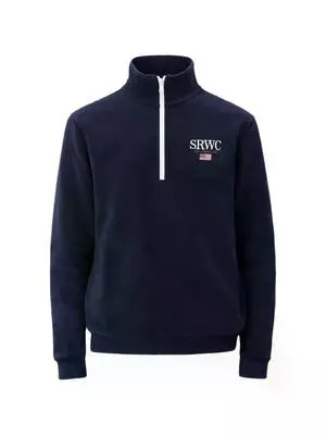 SPORTY & RICH Logo Detail Quarter-zip Sweatshirt - Blue