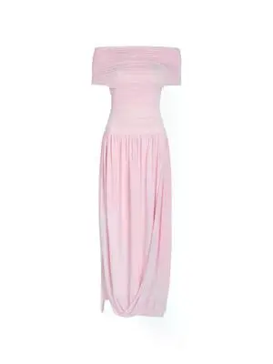 Ronny Kobo Irulan Off-shoulder Ruched Maxi Dress - Pink