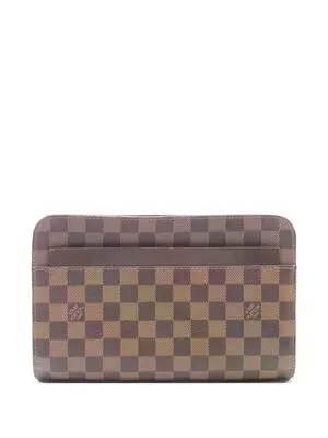LOUIS VUITTON Damier Ebene Clutch Bag - Brown