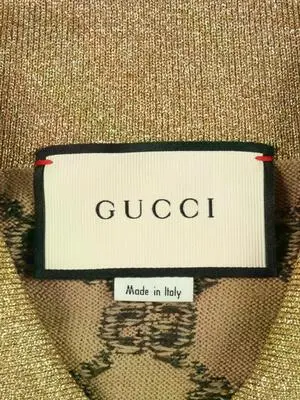 Gucci 2010s Gg Pattern Wolf Patch Cropped Wool Polo Shirt